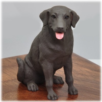 Chocolate Lab pet figurine rosewood cremation urn, engravable