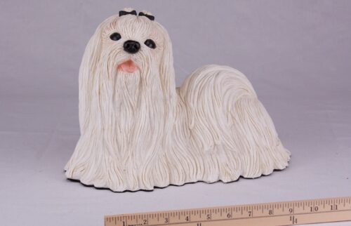 Maltese dog cremation figurine