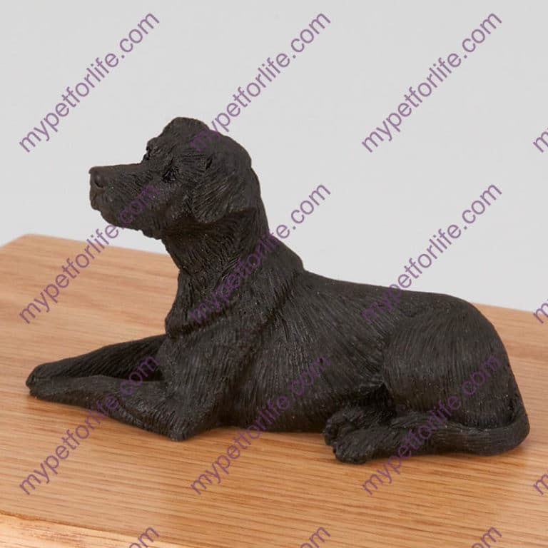 Chocolate Lab cremation figurine urn w/wooden storage box