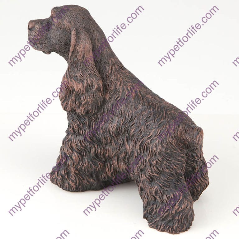 Bronze look Cocker Spaniel figurine cremation urn w/Photo Holder