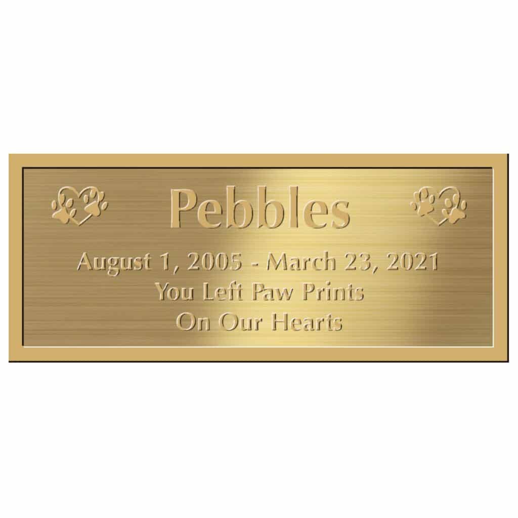 Rectangular brass finish acrylic memorial nameplate with free engraving