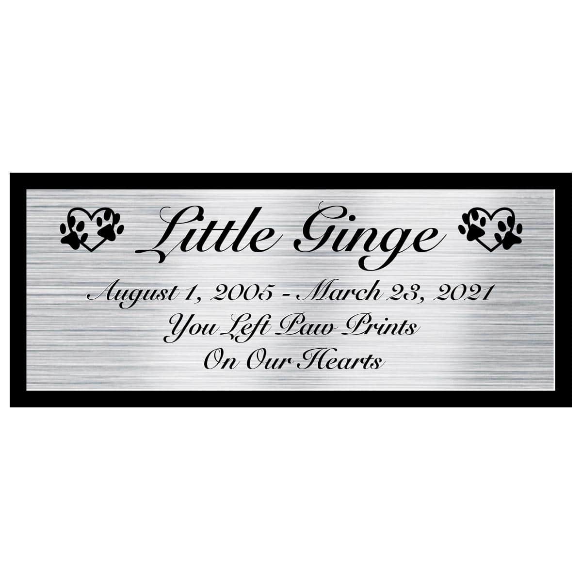 Rectangular silver finish acrylic memorial nameplate with free engraving