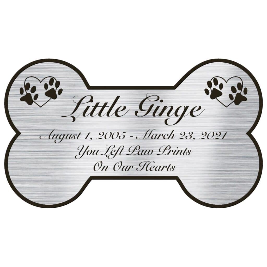 Deluxe silver finish memorial nameplate with free engraving for urns
