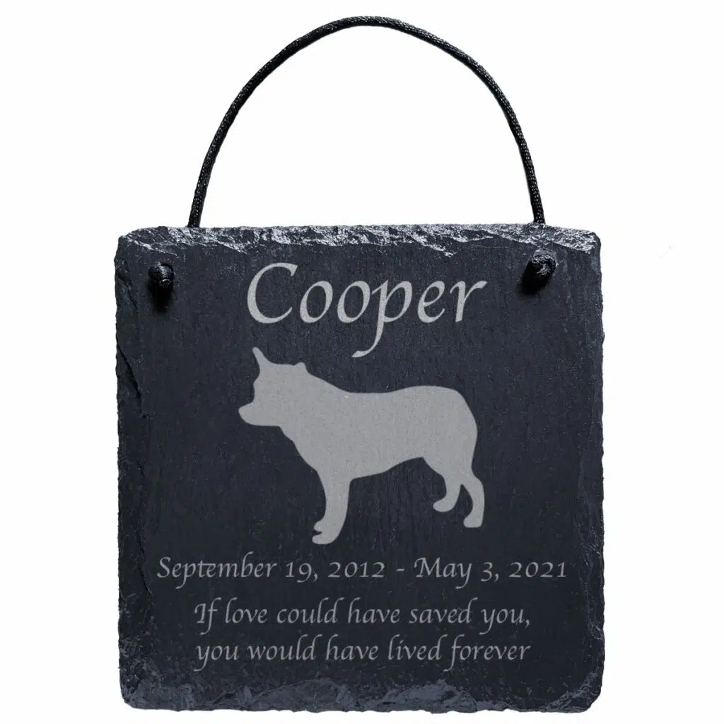 4"x4" Engraved Slate Memorial Plaque w/ Australian Cattle Dog Silhouette
