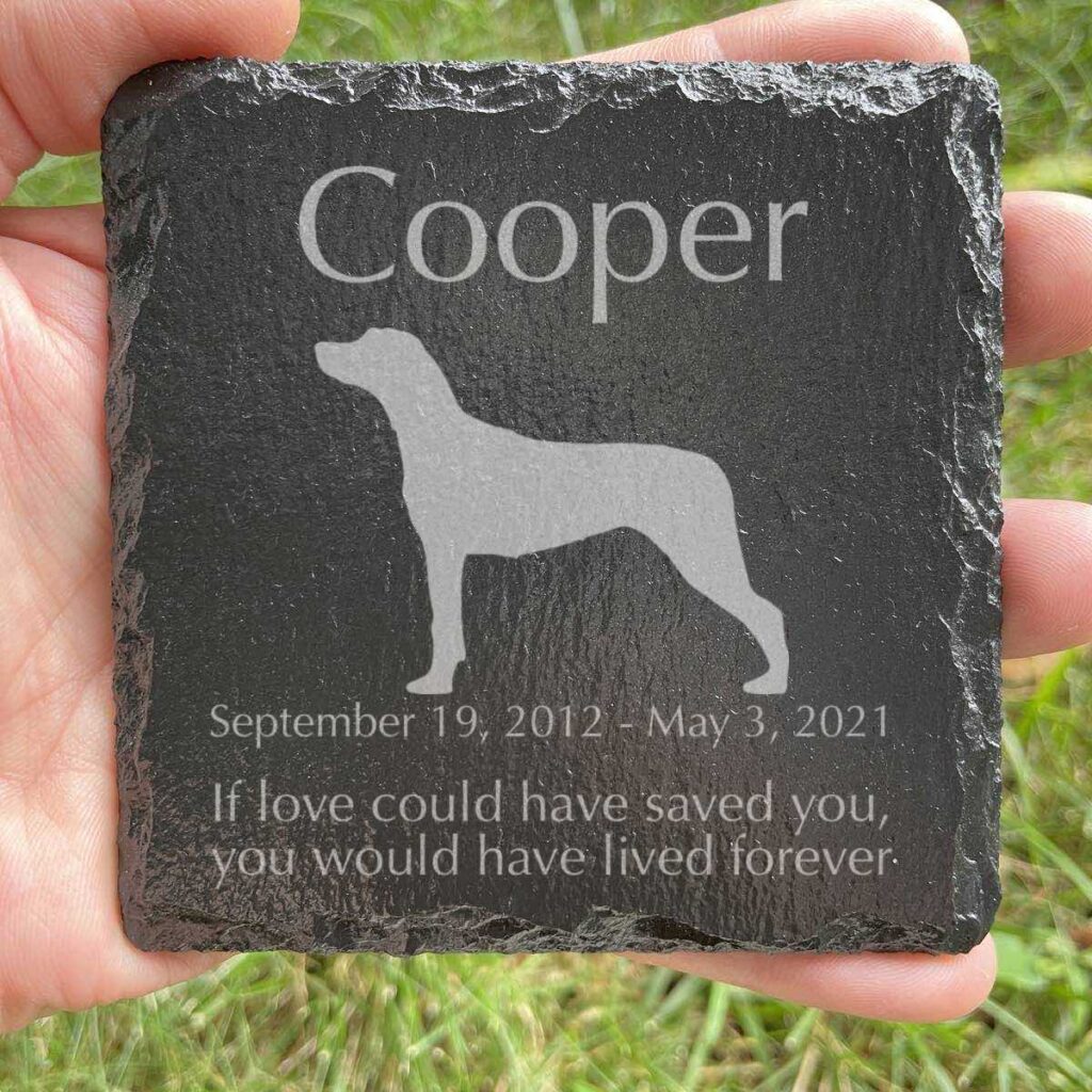 4" x 4" Slate Engraved Memorial Plaque Rhodesian Ridgeback Silhouette