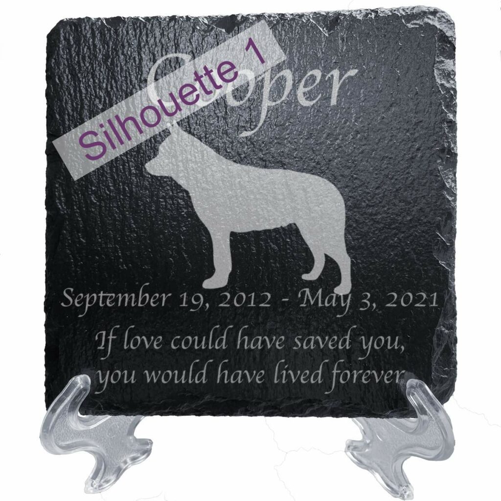4"x4" Engraved Slate Memorial Plaque w/ Australian Cattle Dog Silhouette