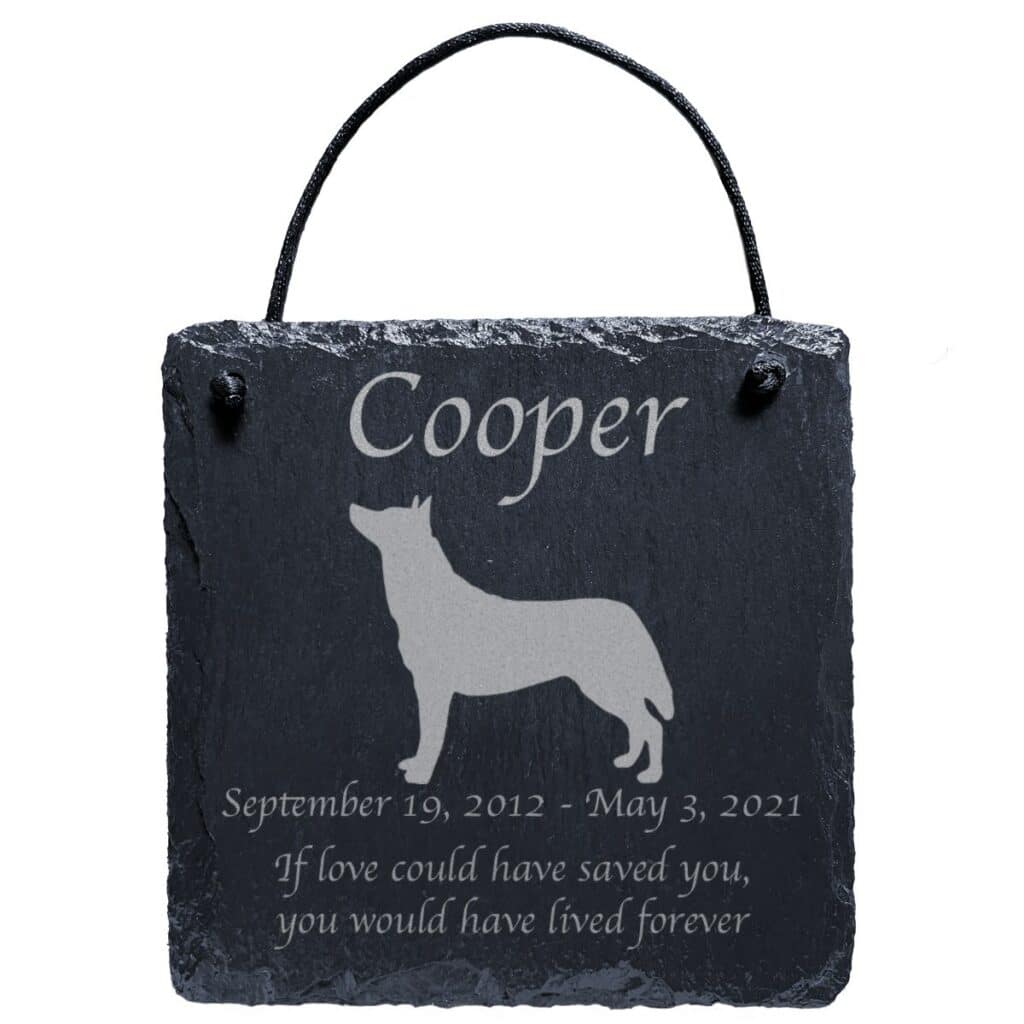 4" x 4" Slate Engraved Memorial Plaque with Siberian Husky Silhouette