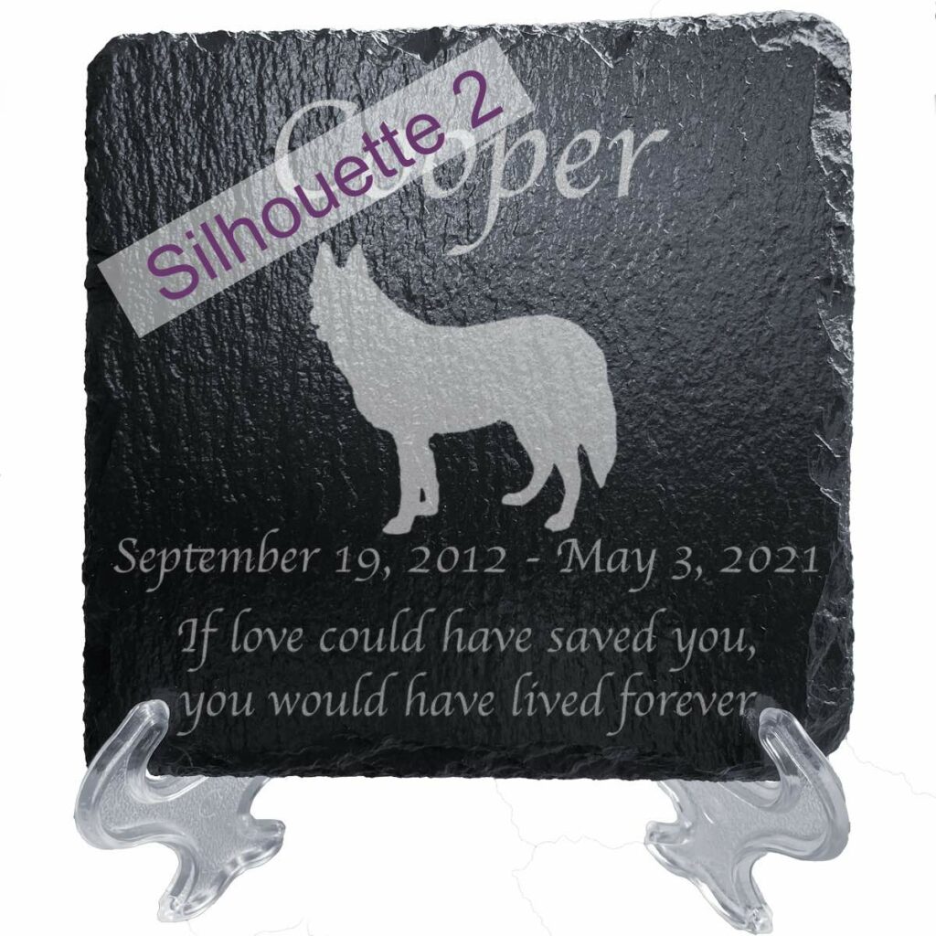 4" x 4" Slate Engraved Memorial Plaque with Siberian Husky Silhouette